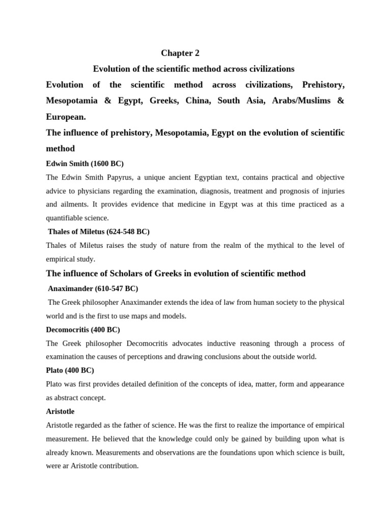 Chapter 2 Evolution of The Scientific Method Across Civilizations | PDF ...