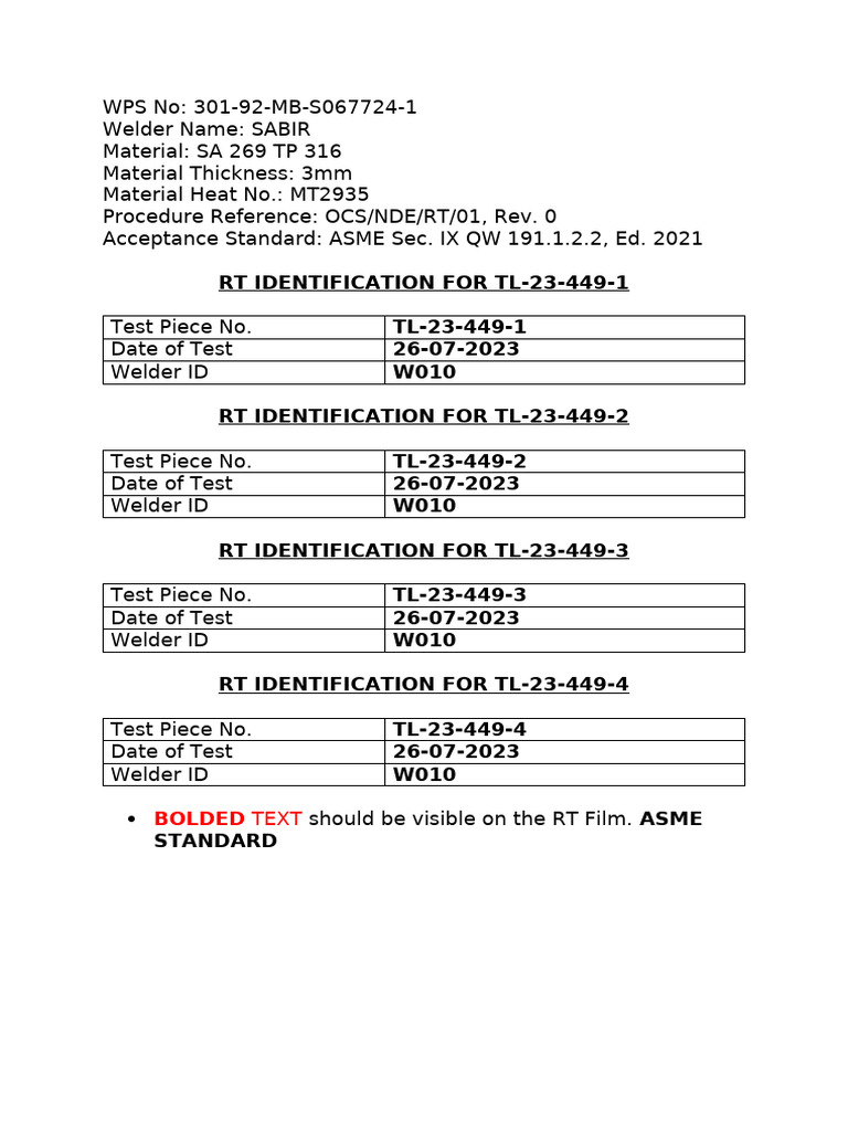 Tl-23-449 - RT Identification - Sabir | PDF