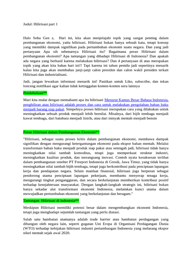 Hilirisasi Part 1 | PDF