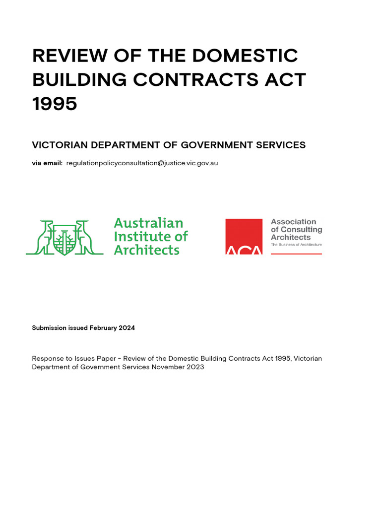 Review of Domestic Building Contracts Act | PDF | Public Housing ...