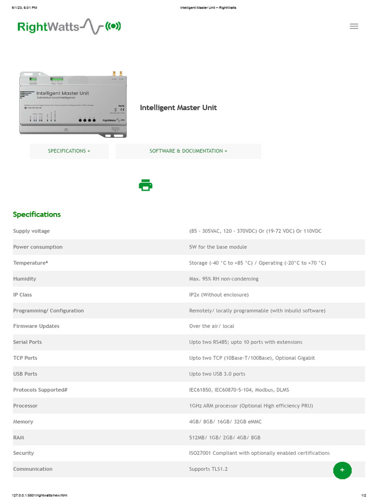 Intelligent Master Unit Specifications | PDF | Telecommunications ...