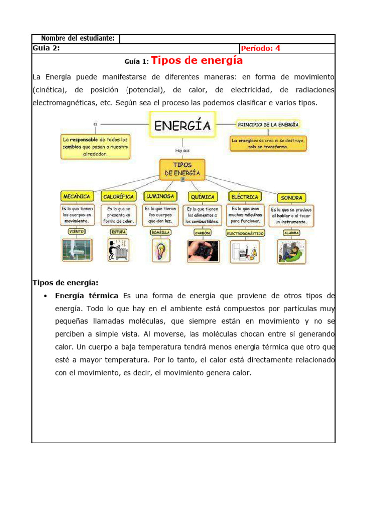 Guía de Tipos de Energía y Actividades | PDF | La energía nuclear ...