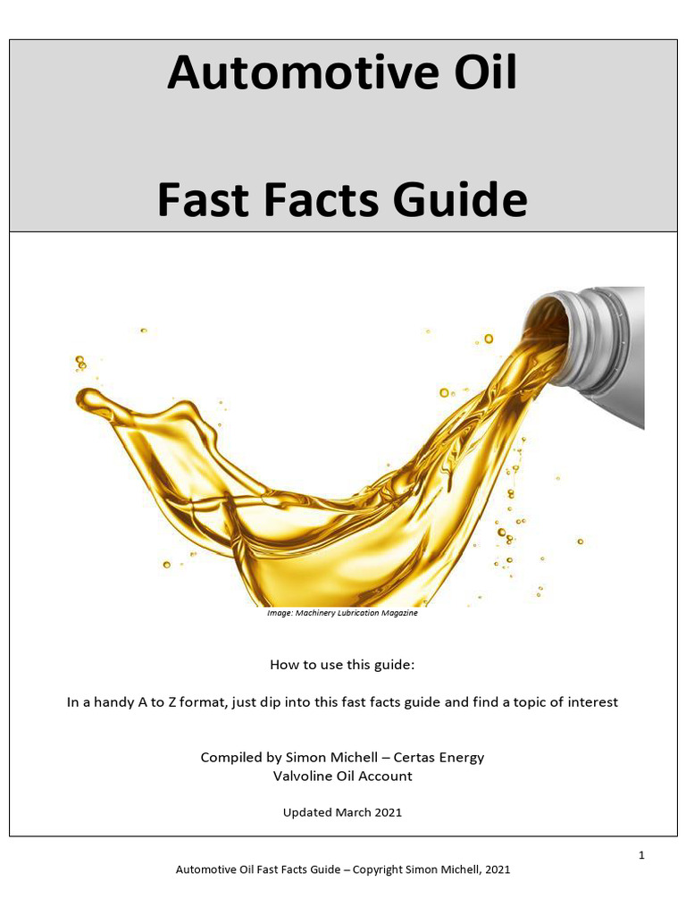 Automotive Oil Fast Facts Guide 2021 | PDF | Motor Oil | Viscosity