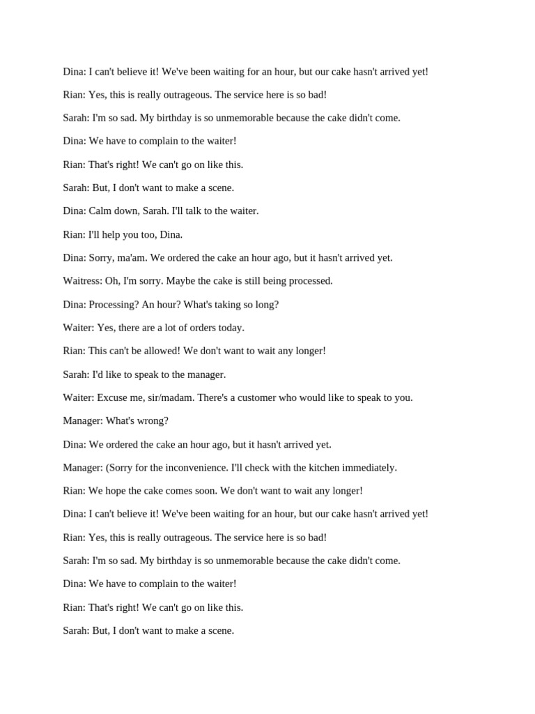 Dialogue Need2 | PDF | Waiting Staff