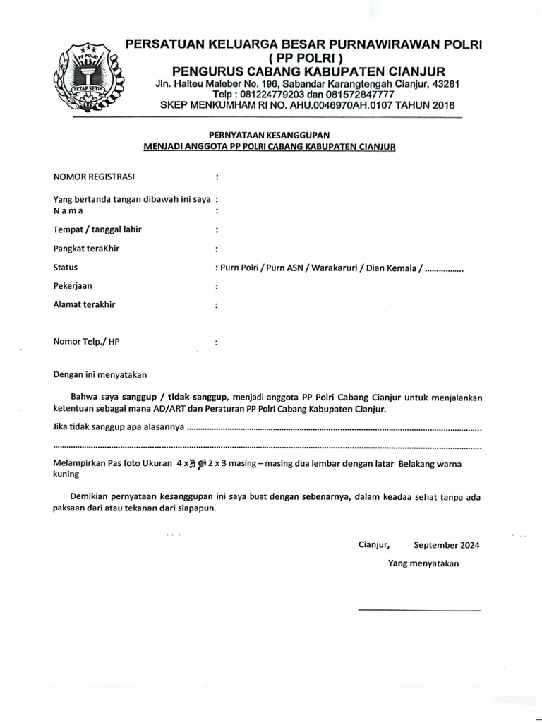 Form PP Polri | PDF