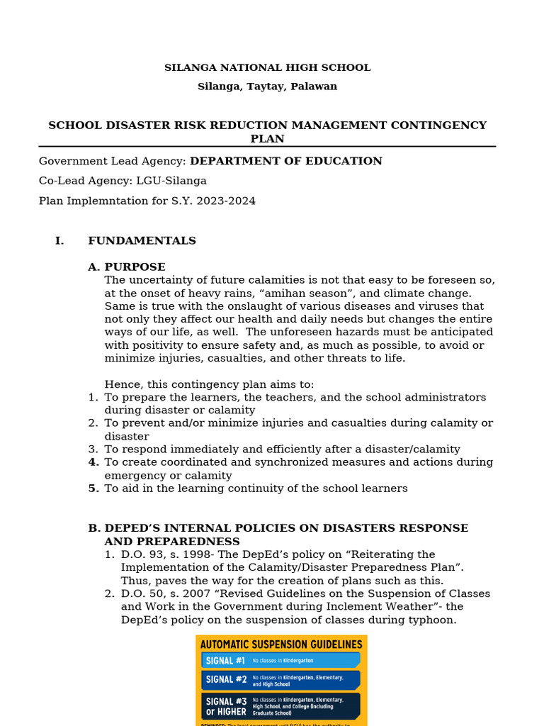 Contingency Plan DRRM 2023 - 2024 | PDF | Emergency Management | Disaster Risk Reduction