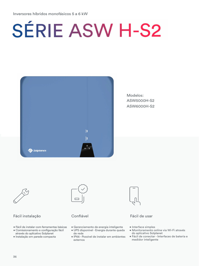 (SOLPLANET) Datasheet - ASW 5 6H-S2 (HÍBRIDO) | PDF