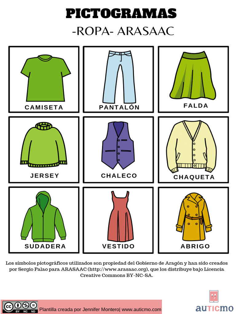 Pictogramas Ropa Arasaac Auticmo | PDF