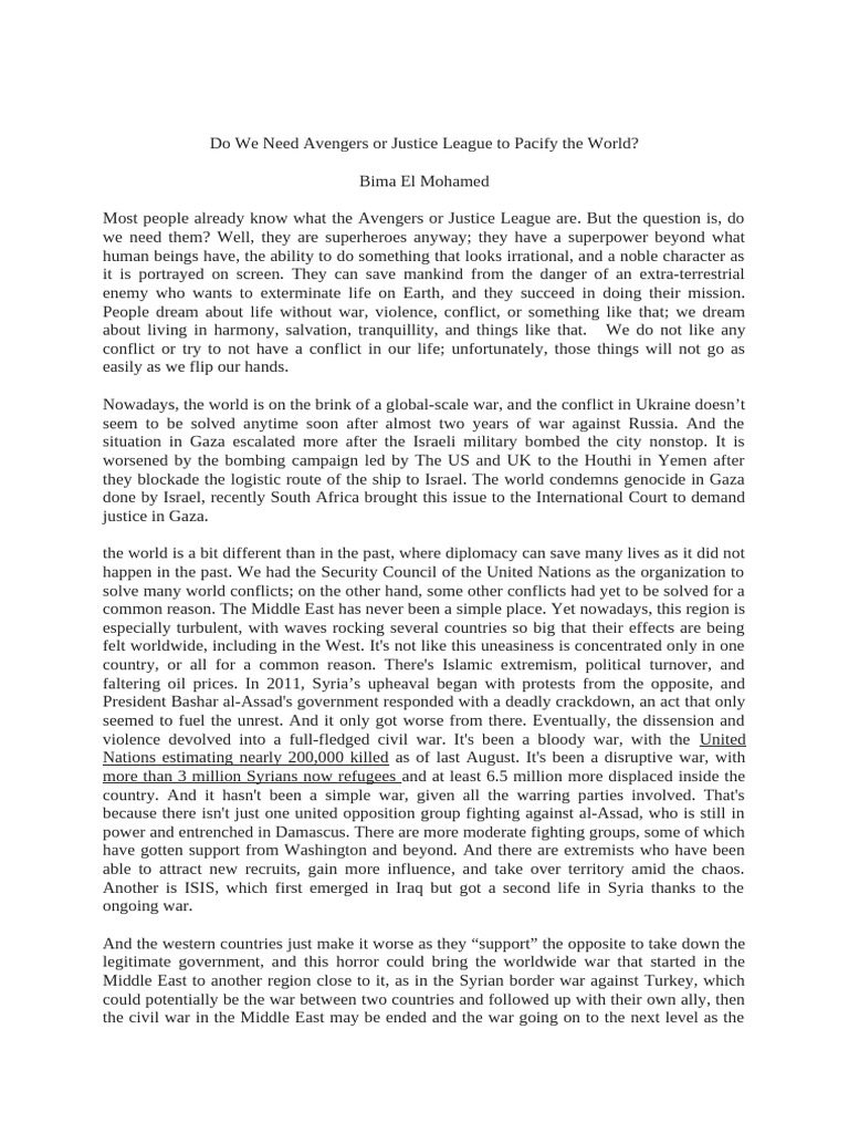 Do We Need Avengers or Justice League To Pacify The World | PDF | Syria ...
