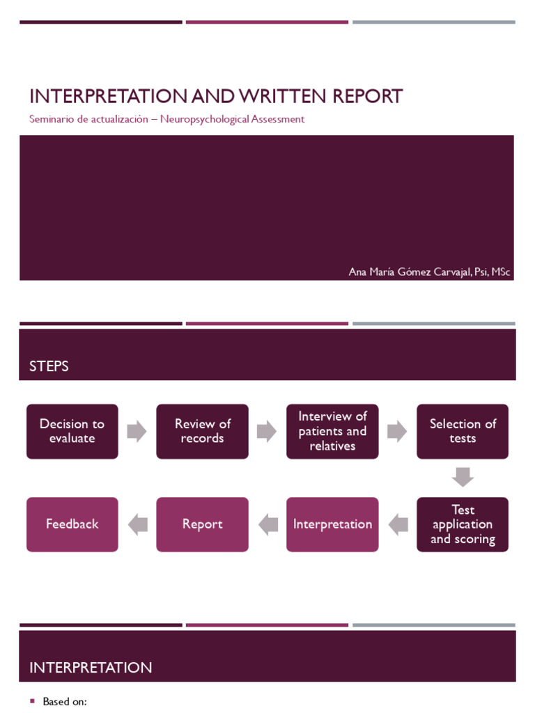 Interpretation and report | PDF | Neuropsychological Assessment ...