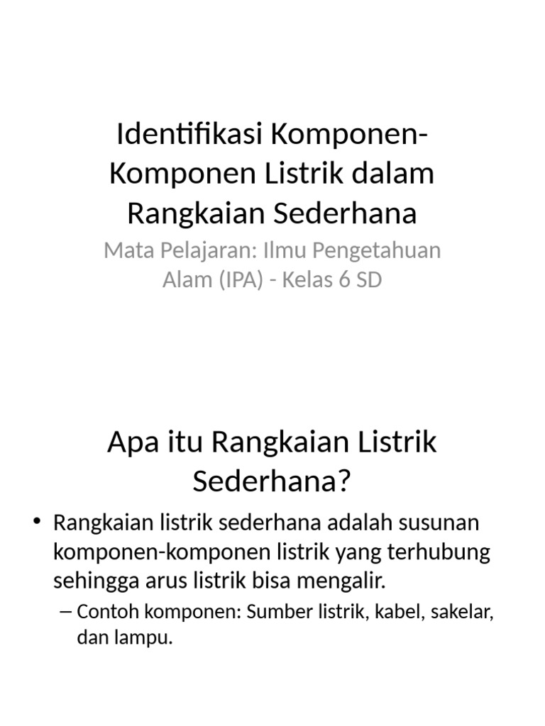 Komponen Listrik untuk Kelas 6 SD | PDF