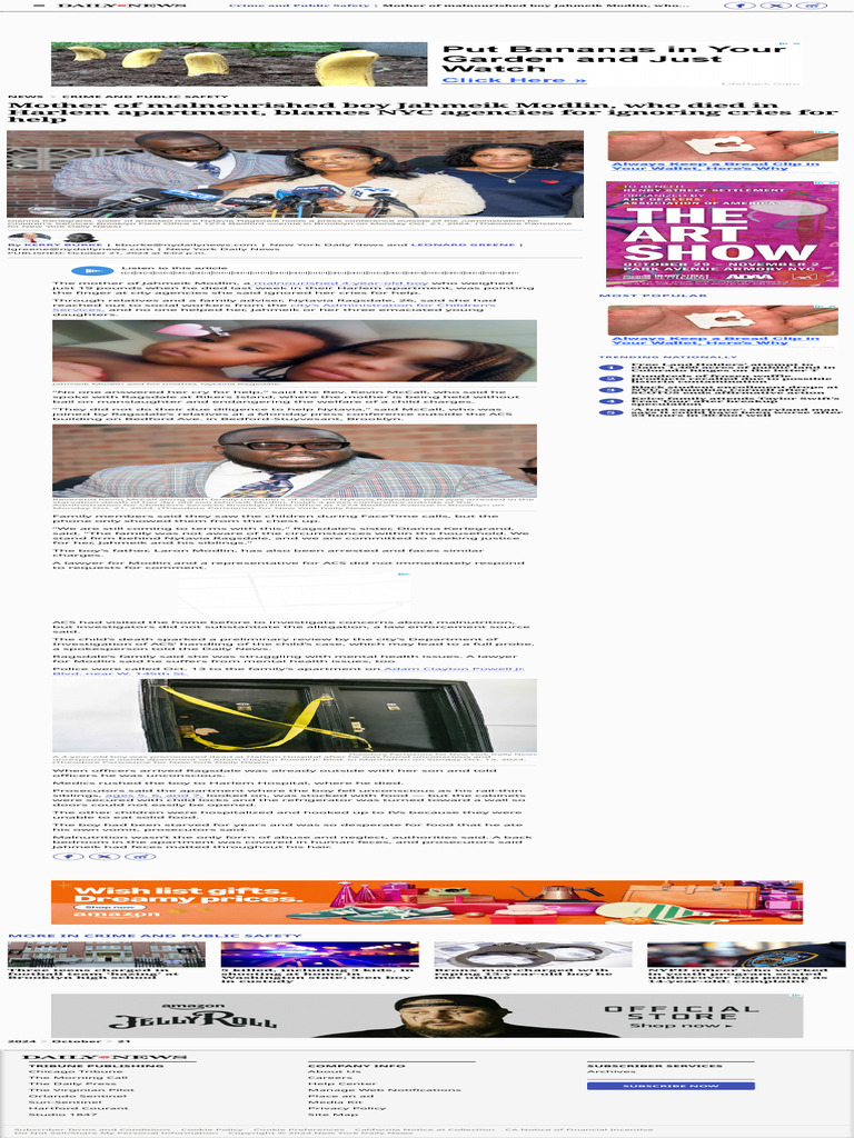 Mother of Malnourished Boy Jahmeik Modlin, Who Died in Harlem Apartment, Blames City Agencies ...