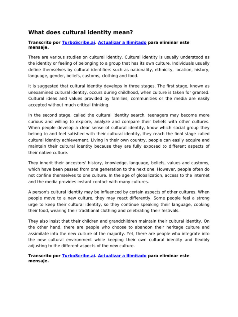 What Does Cultural Identity Mean | PDF