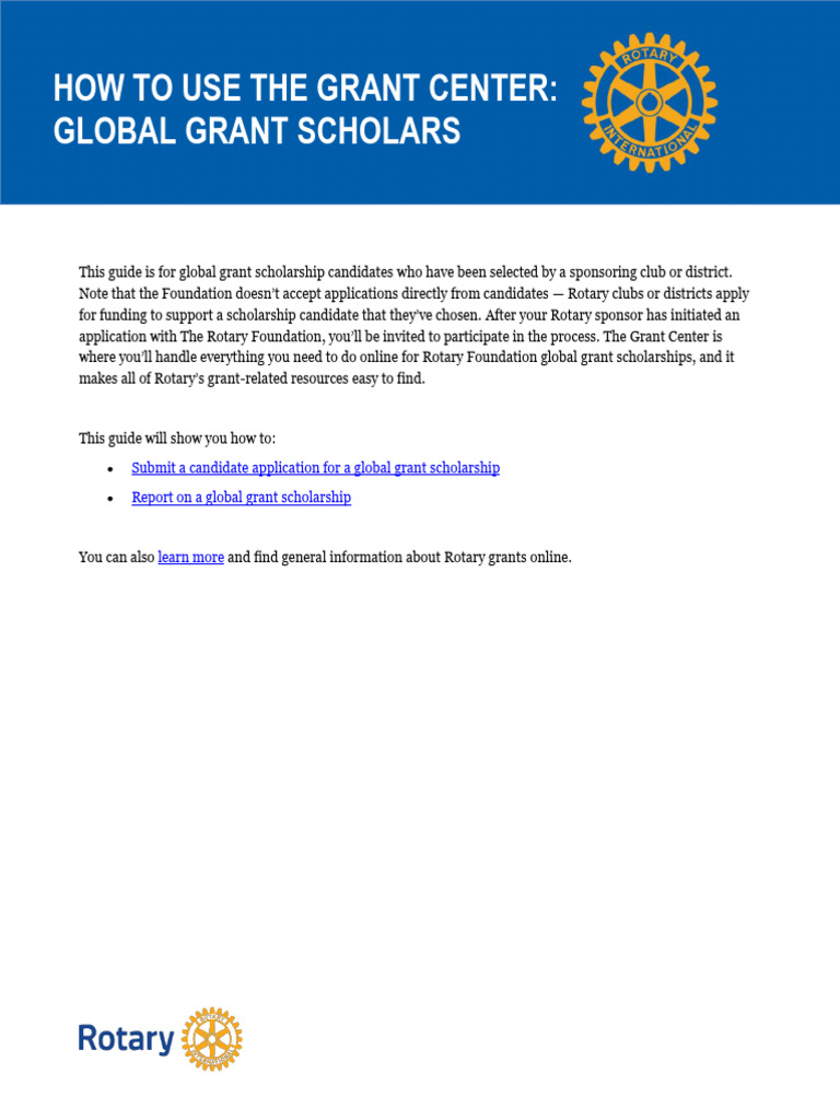 How To Use Grant Center Global Grant Scholars en | PDF