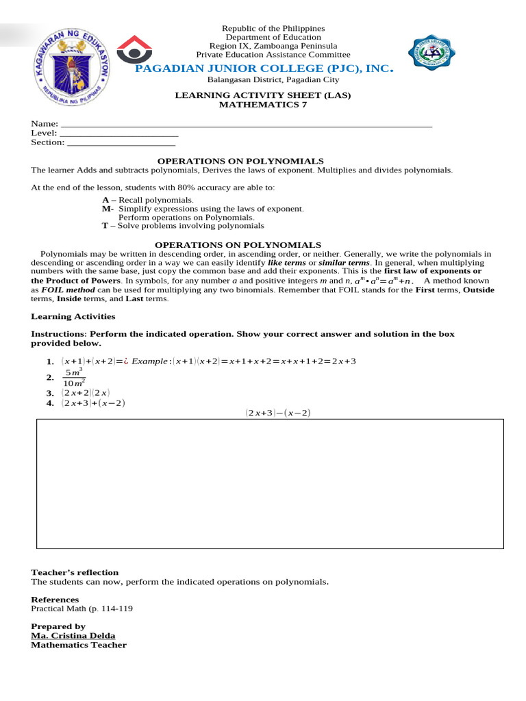 Learning Activity Sheet7 10 | PDF