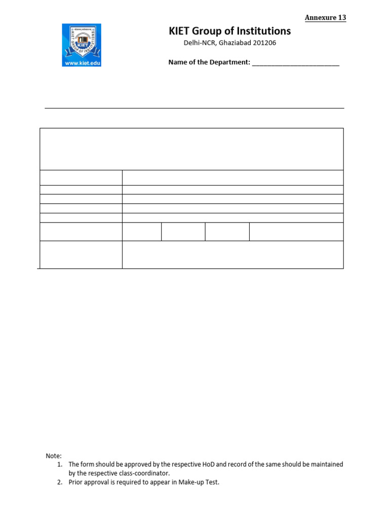 13 - Request Form To Appear in Make-Up Test | PDF