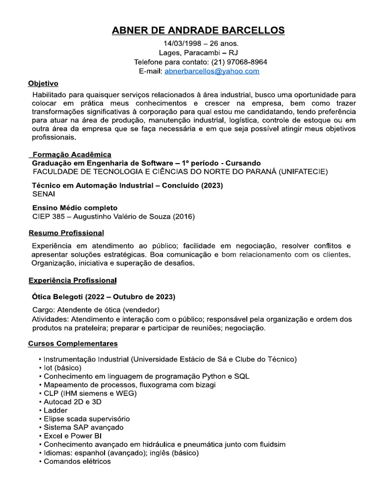 Abner Curriculo 01 | PDF