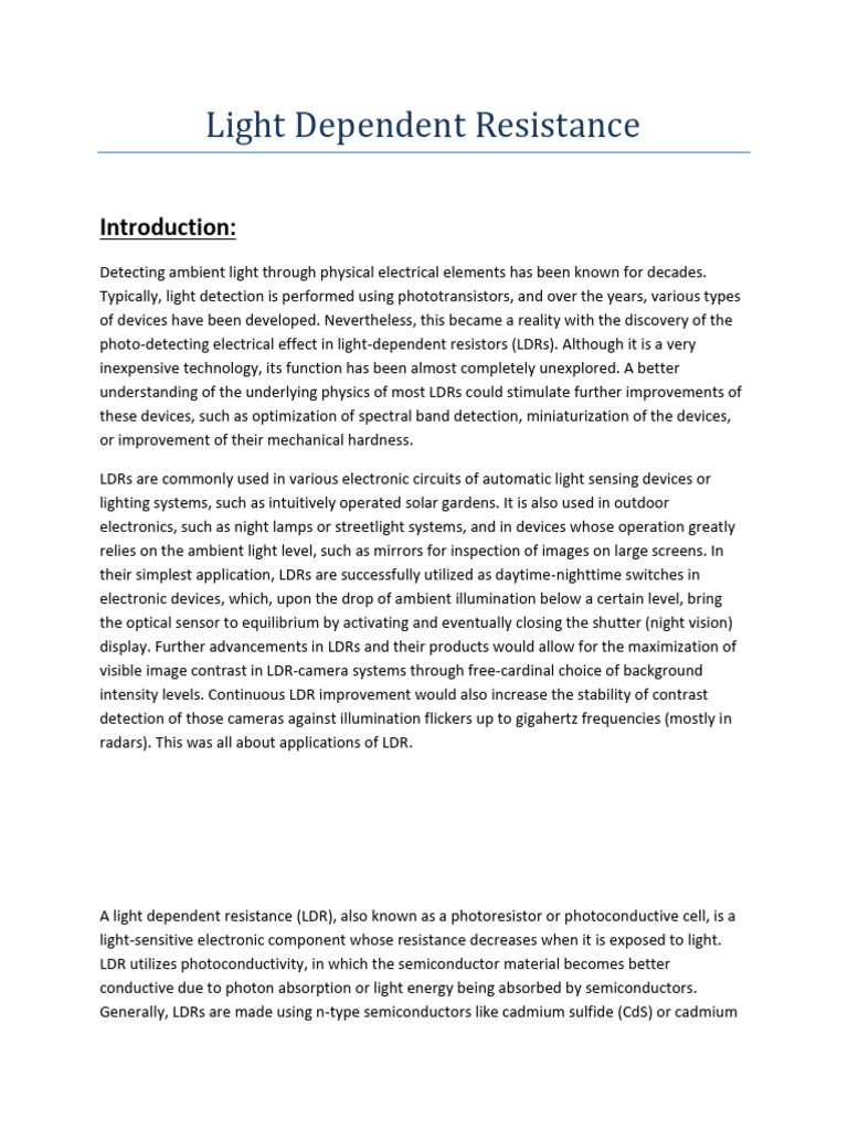 Tanay LDR Project | PDF | Electrical Resistance And Conductance ... Tanay LDR Project | PDF | Electrical Resistance And Conductance ...