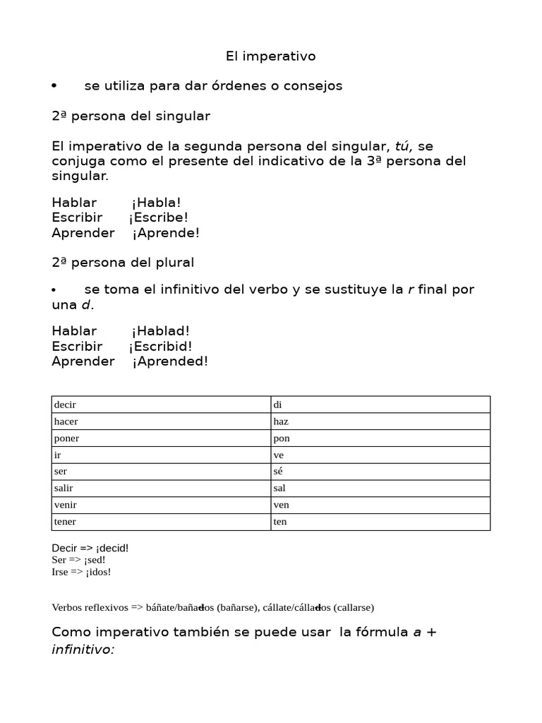 el imperativo | PDF
