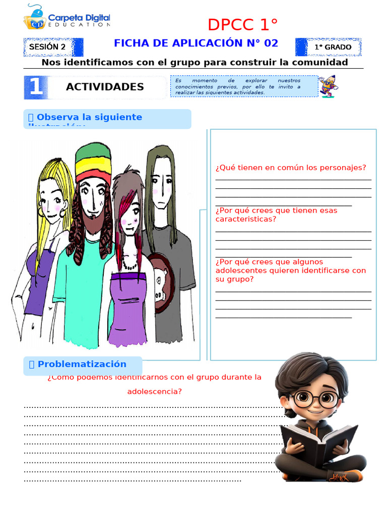 Ficha 2 - Nos Identificamos Con El Grupo para Construir La Comunidad - DPCC 1ro | PDF
