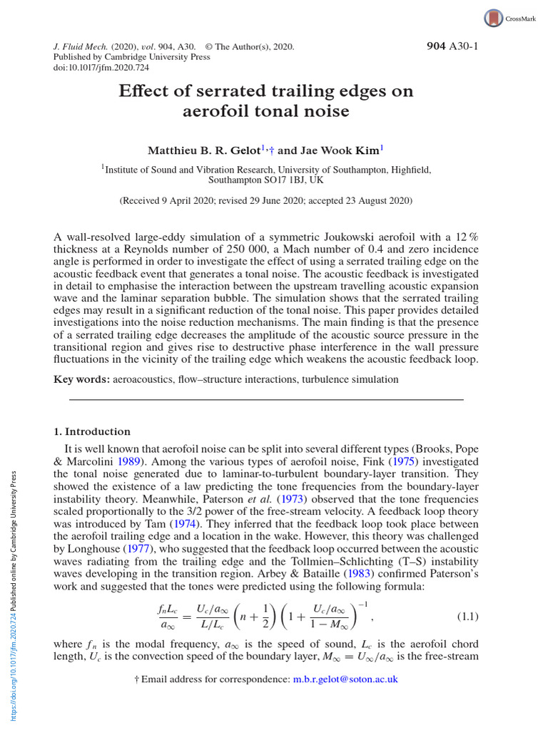 Effect of Serrated Trailing Edges On Aerofoil Tonal Noise | PDF | Soft ...