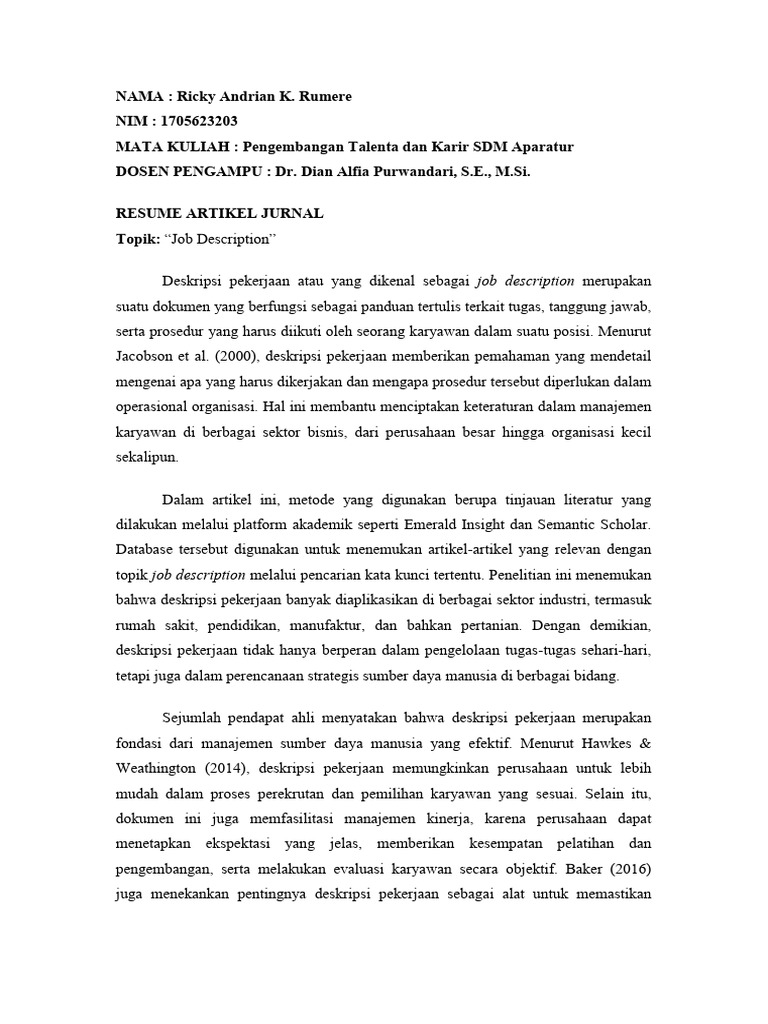 Resume 2. Ricky Andrian K. Rumere 1705623203 | PDF