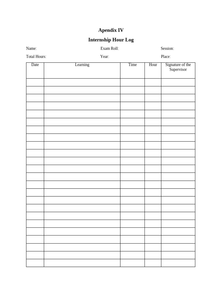Internship Hour Log | PDF