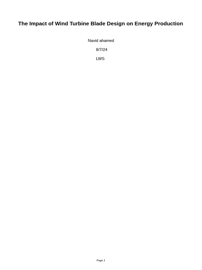 Wind Turbine Blade Design Project Pdf Wind Turbine Wind Power