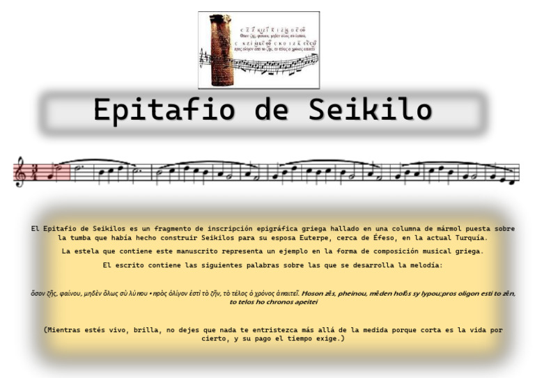 Epitafio de Seikilos: Mensaje Musical Antiguo | PDF