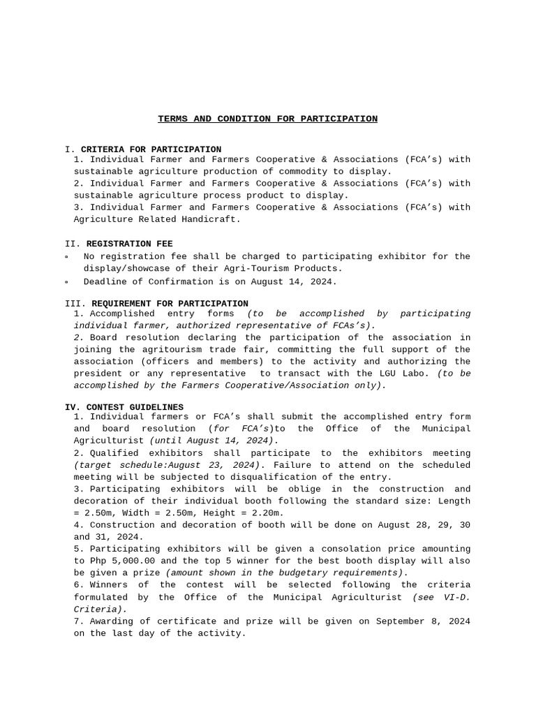 Agri-Tourism Fair Participation Guide | PDF | Business | Economies