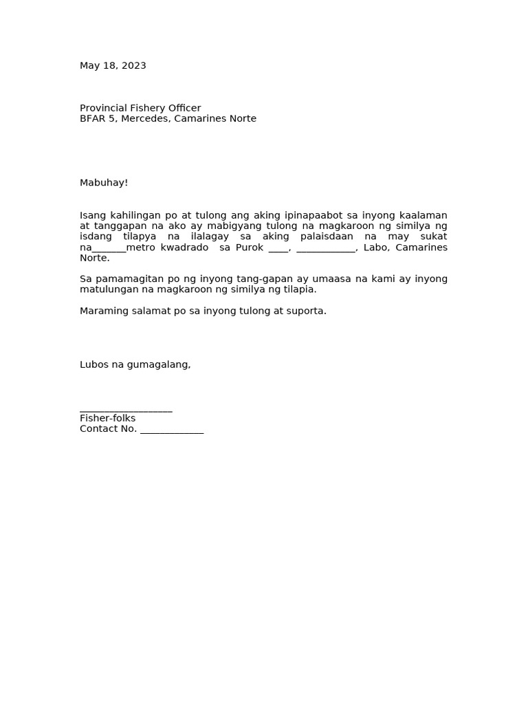 Request Letter - Fingerlings May2422 | PDF