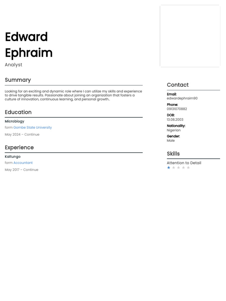 Nursing Biodata | PDF