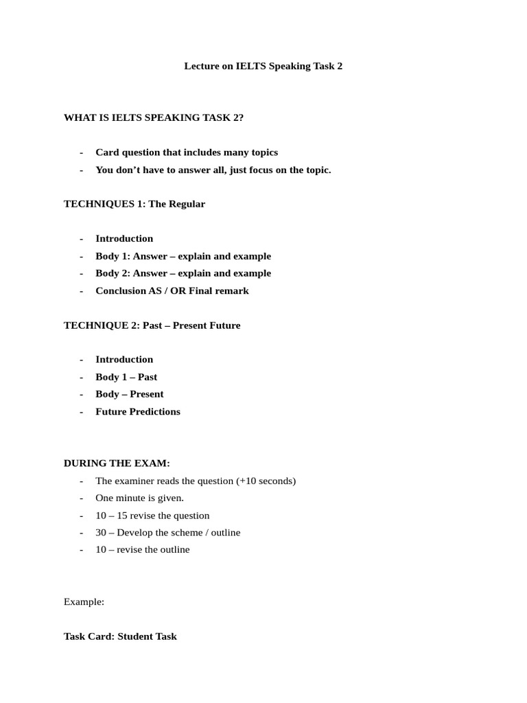 Lecture On IELTS Speaking Task 2 | PDF | Artificial Intelligence ...