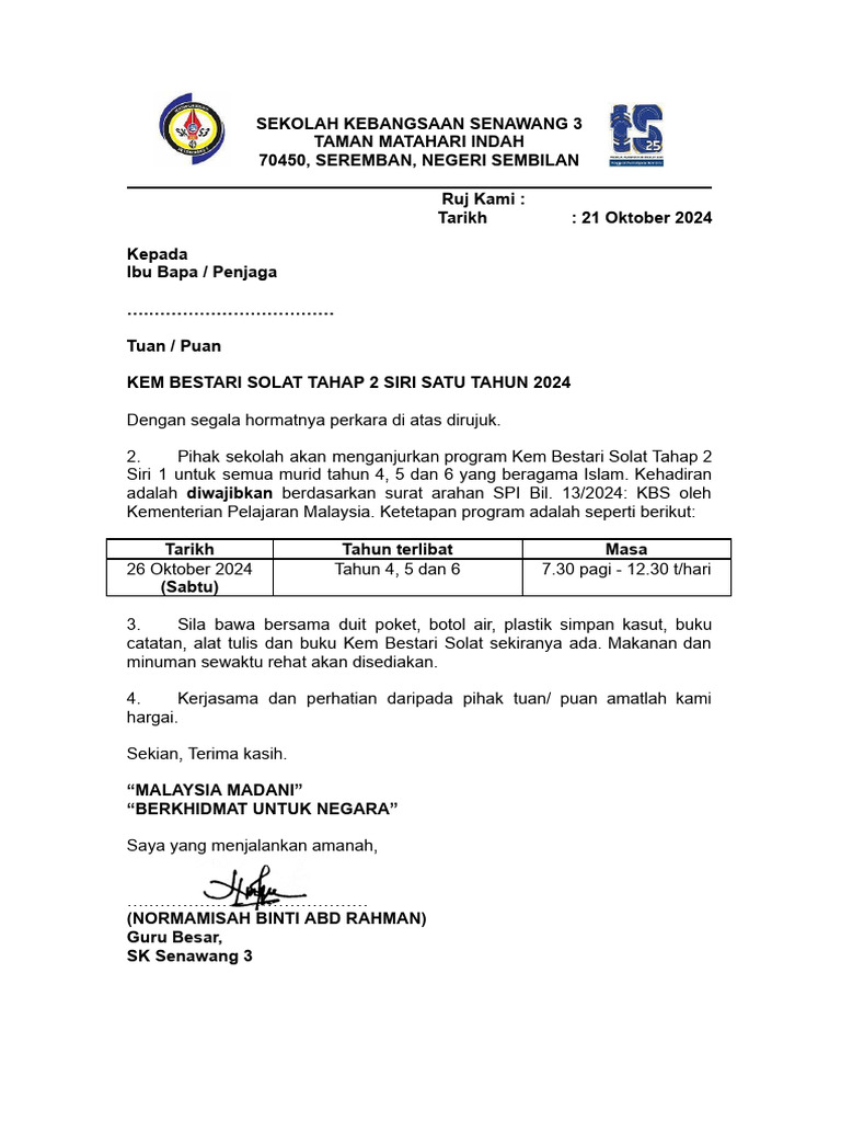Surat KBS Tahap 2 2024 | PDF