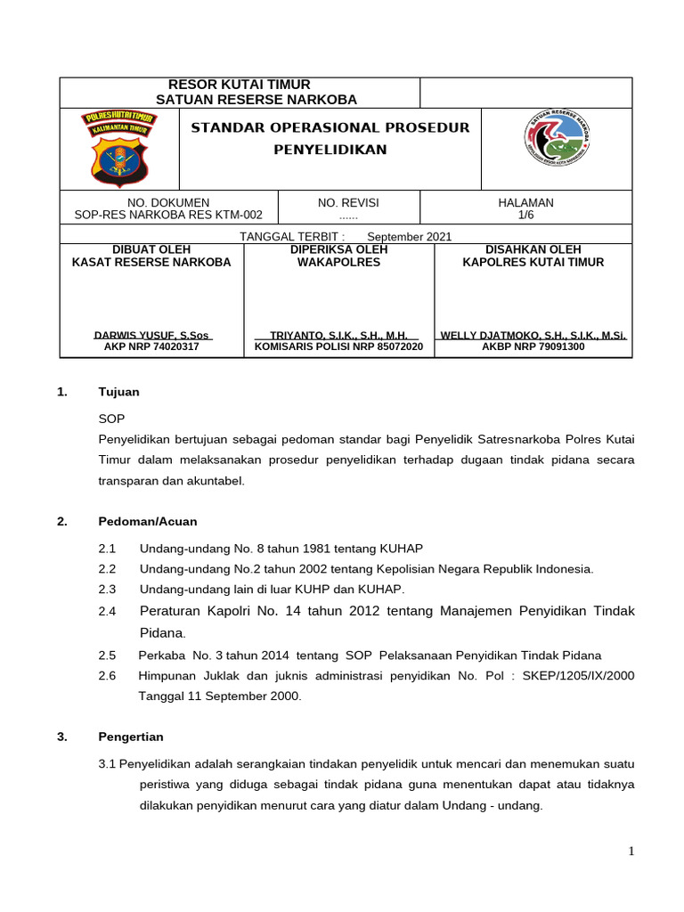 SOP 002 Penyelidikan | PDF