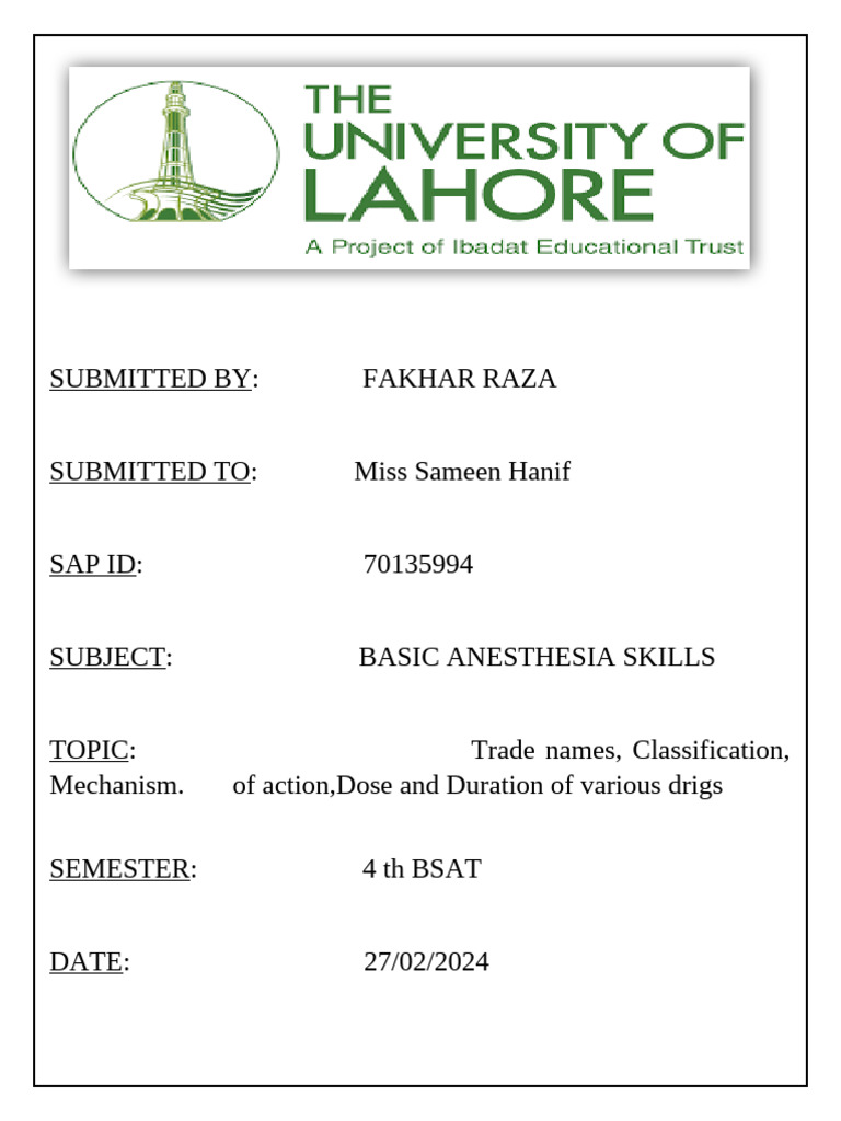 Basic Anesthesia Skills 1 | PDF | Acetylcholine | Drugs Acting On The Nervous System