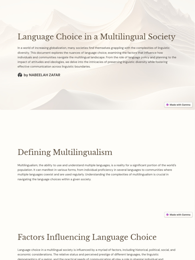 Language Choice in A Multilingual Society | PDF | Multilingualism ...