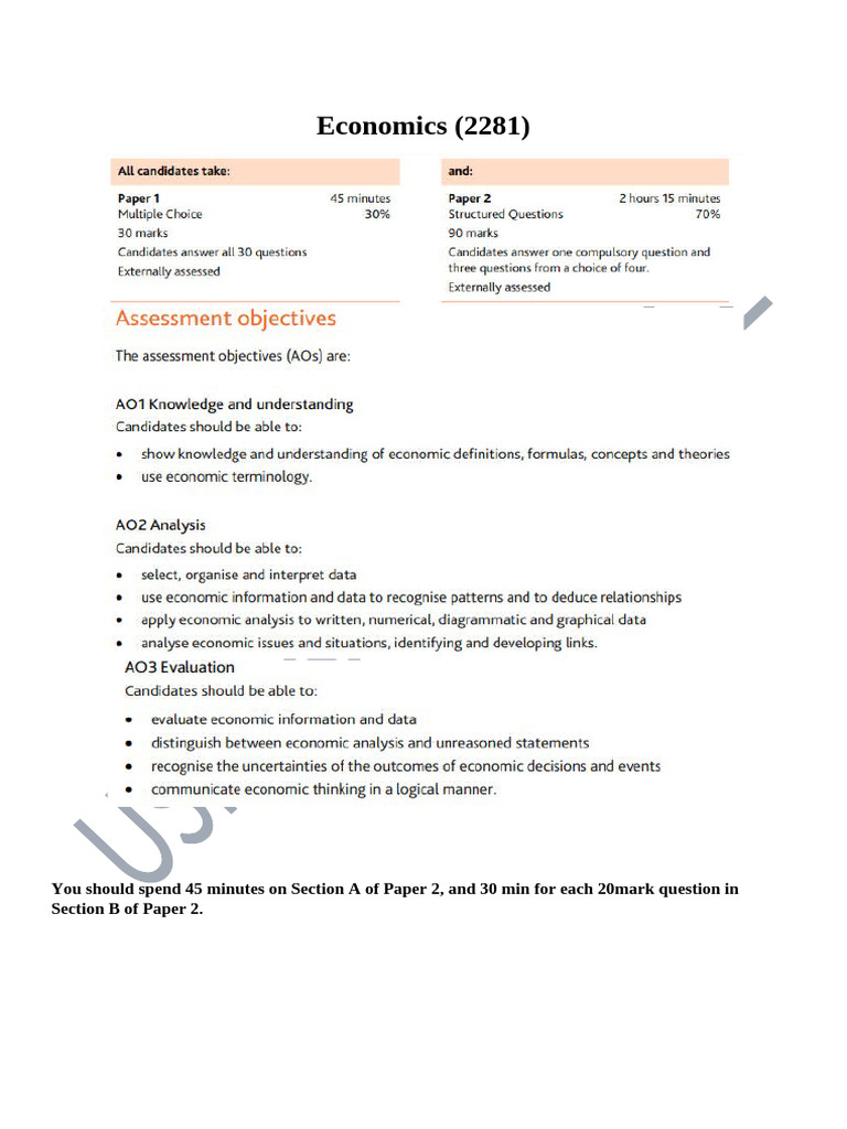 Economics Paper 2 Exam Guidelines | PDF | Economics | Causality