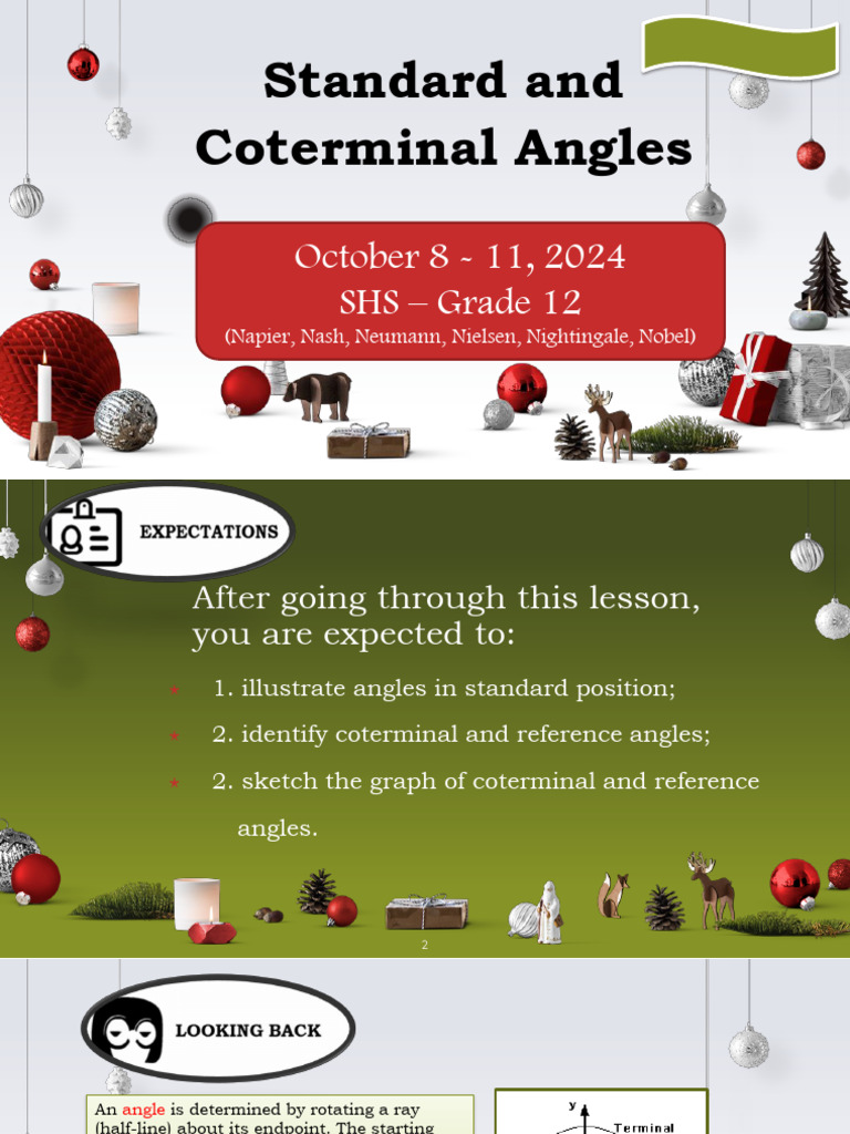 Lesson 2 Angles in Standard Position and Coterminal Angles1 | PDF ...