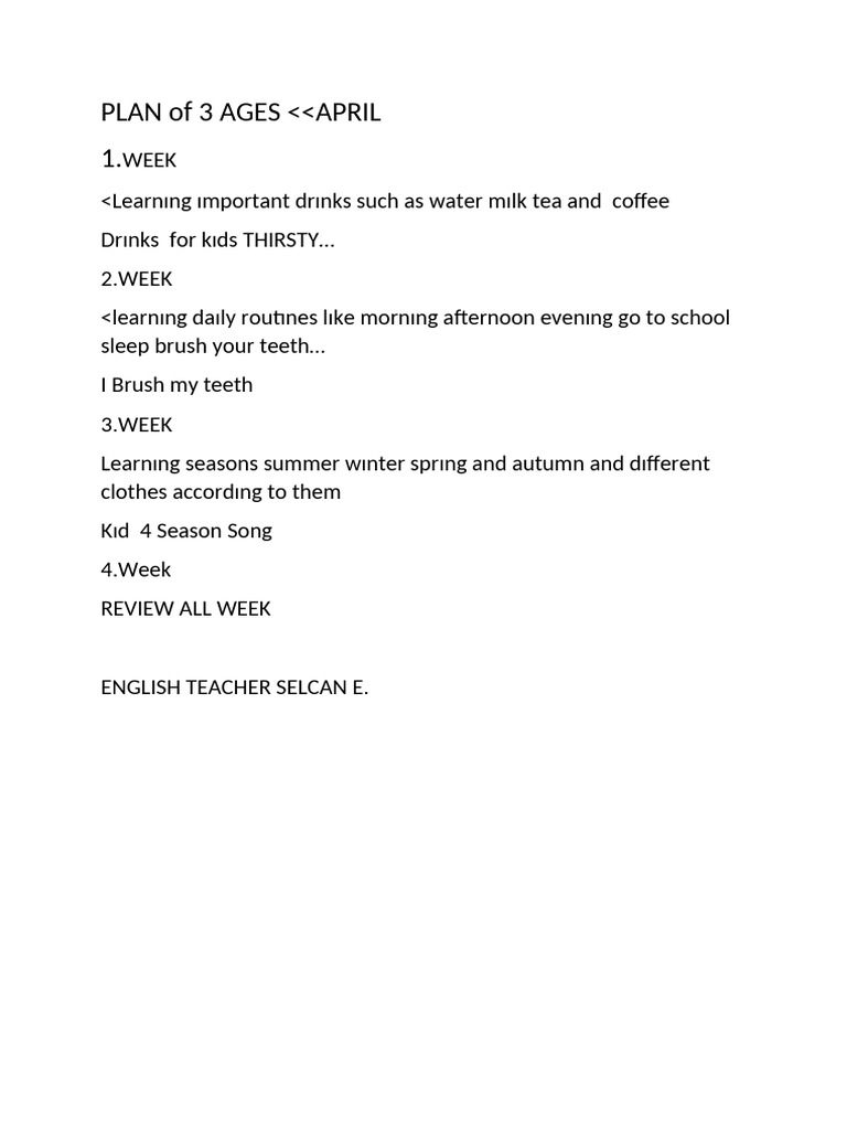 Kids' English Learning Plan | PDF