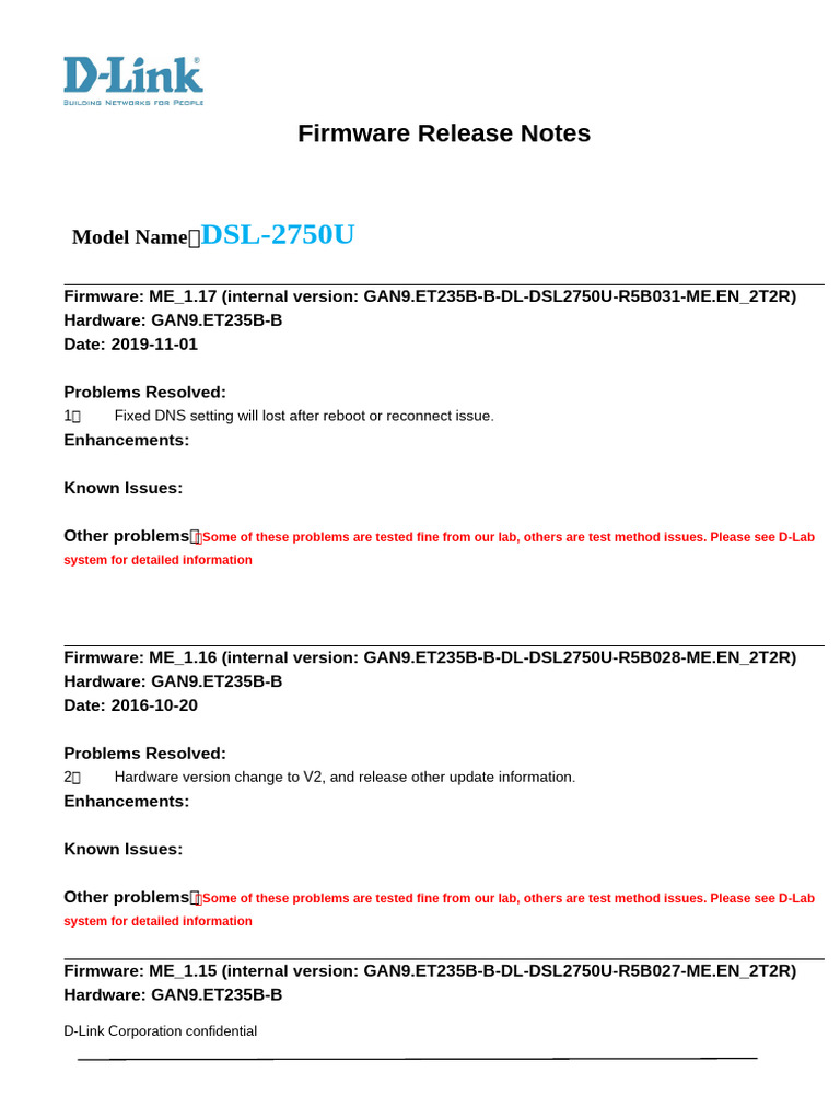 Release Note For DSL-2750U | PDF | User (Computing) | Customer Premises ...