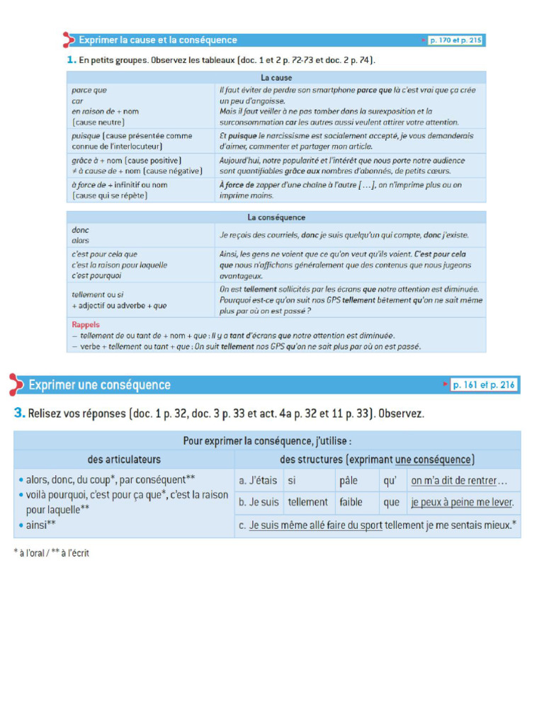 Exprimer la cause et la consequence, final | PDF