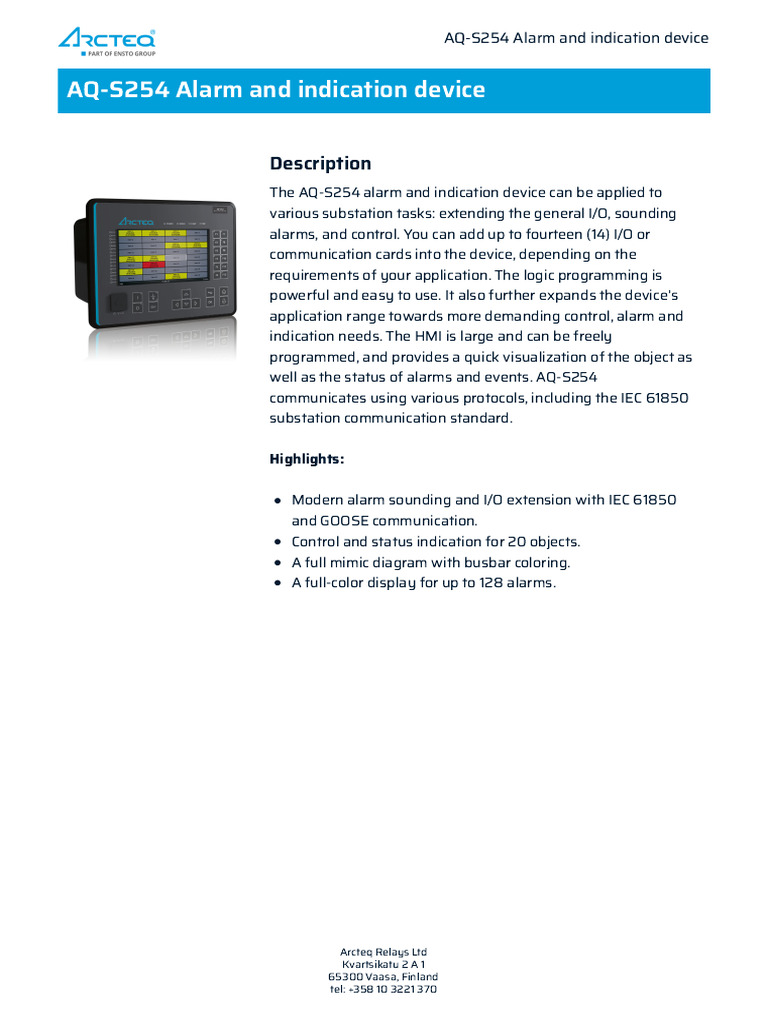 A - S254 Alarm and Indication Device: Description | PDF | Input/Output ...