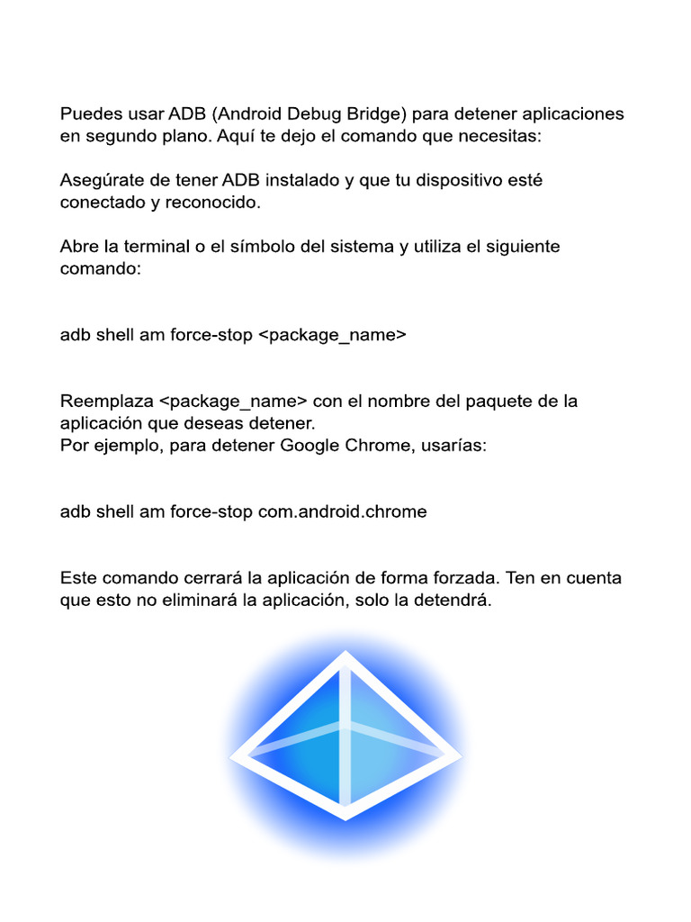Comando ADB Detener Apps | PDF
