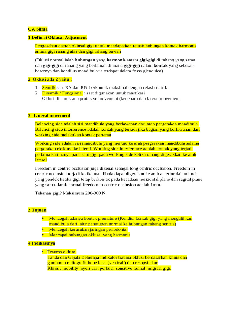 Oklusal Adjusment | PDF