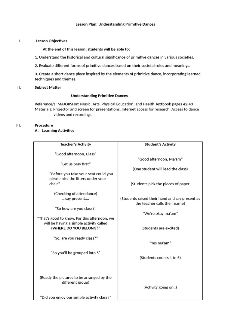 Lesson-PlanP3 | PDF | Rituals | Dances