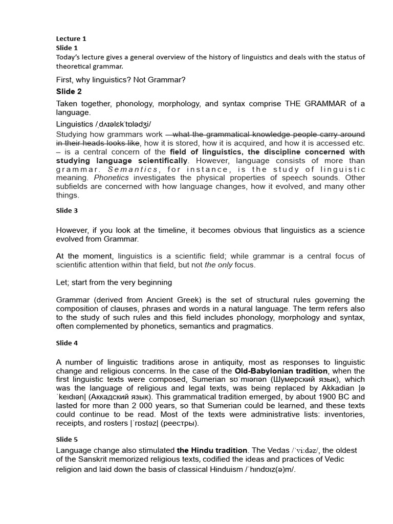 Lecture 1 Self Study Pdf Grammar Linguistics