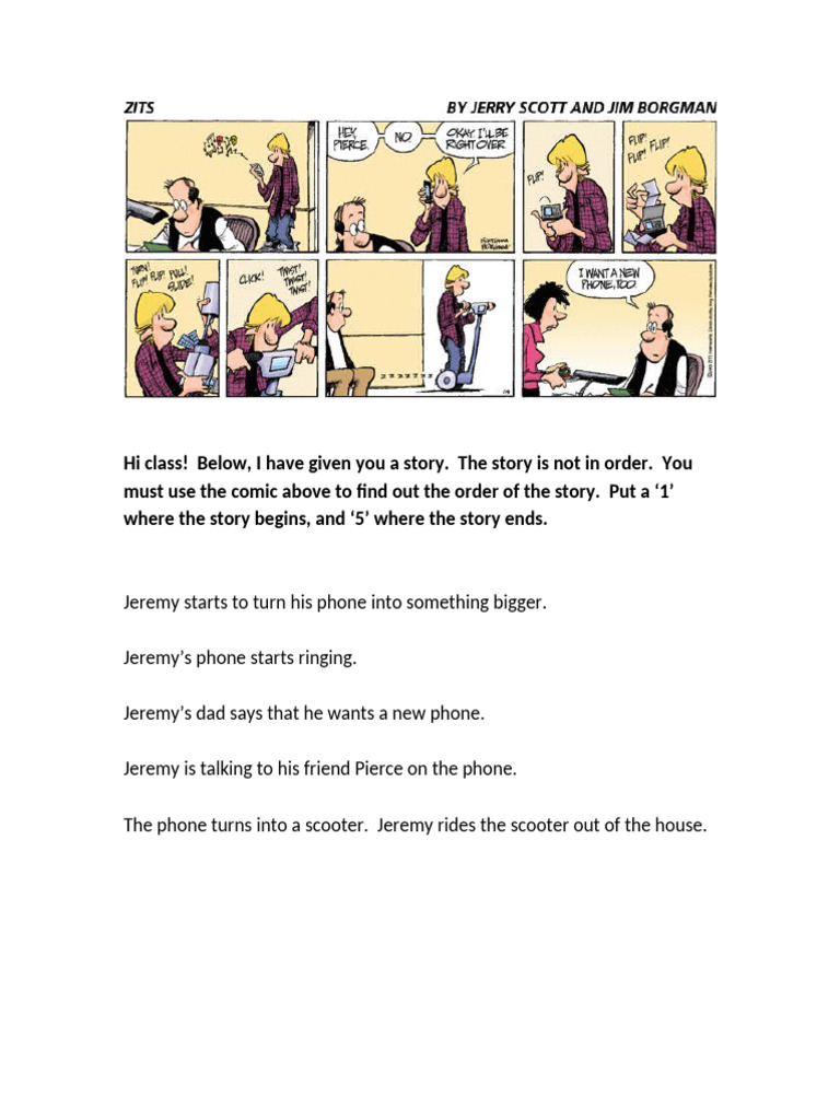 Comic Story Scramble Conversation Topics Dialogs Fun Activities Games P ...