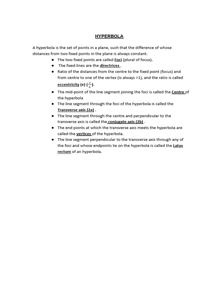 Conic Sections - Hyperbola | PDF | Classical Geometry | Geometric Shapes