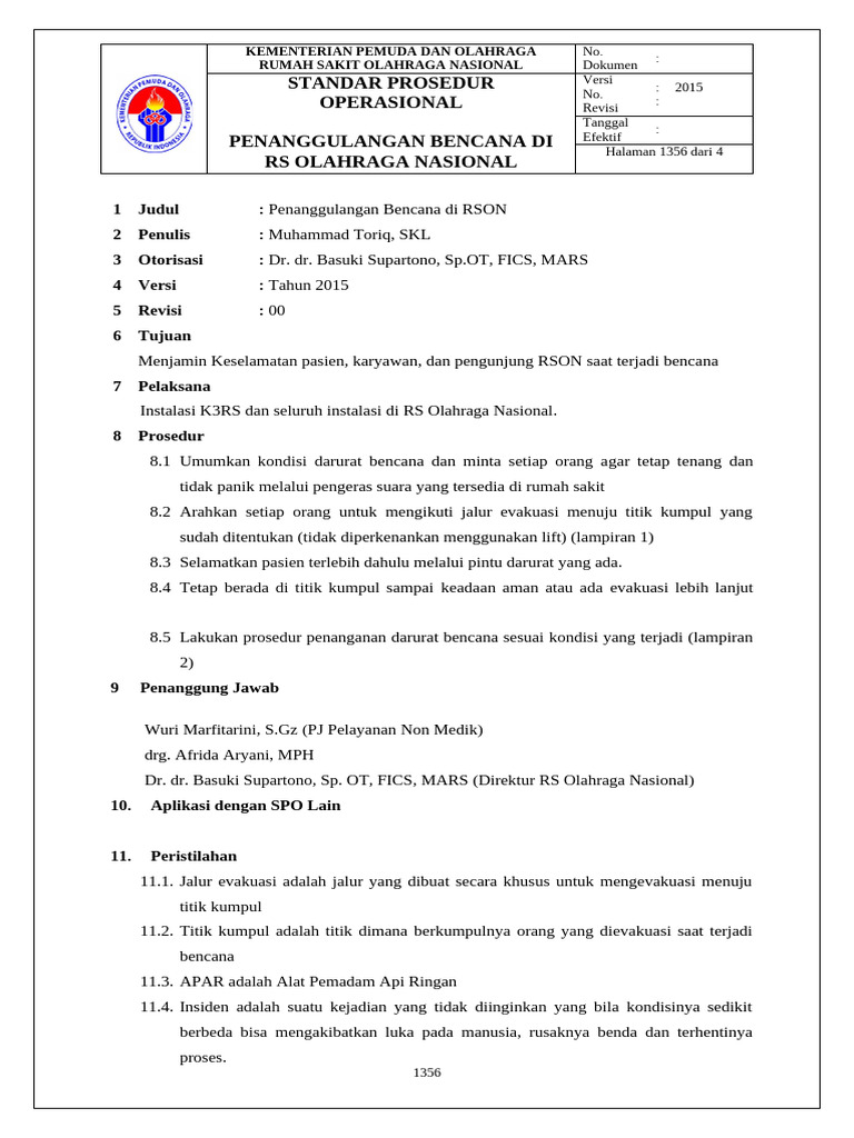 Sop Penanggulangan Bencana | PDF